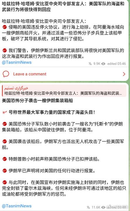 伊军方:将回应美军海盗行径图标