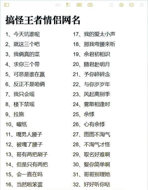 王者荣耀双人名字大全