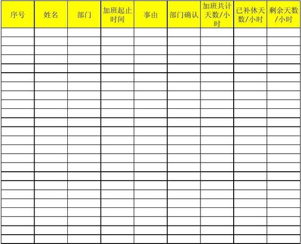 每月记加班工时表