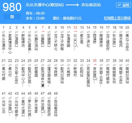 980路公交车路线路线图图标
