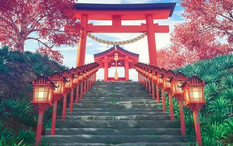 日本神社图片动漫背景图标