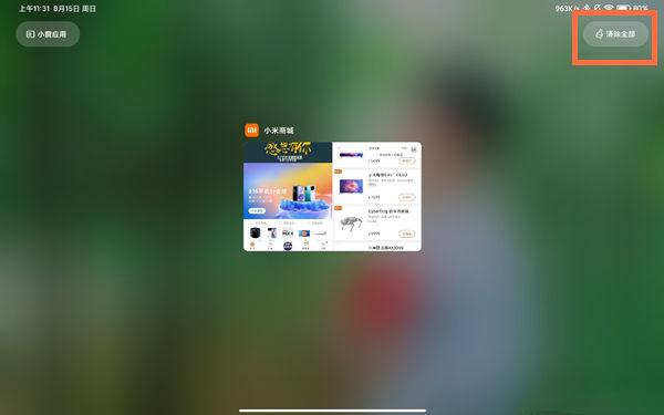小米平板关闭纯净模式图标