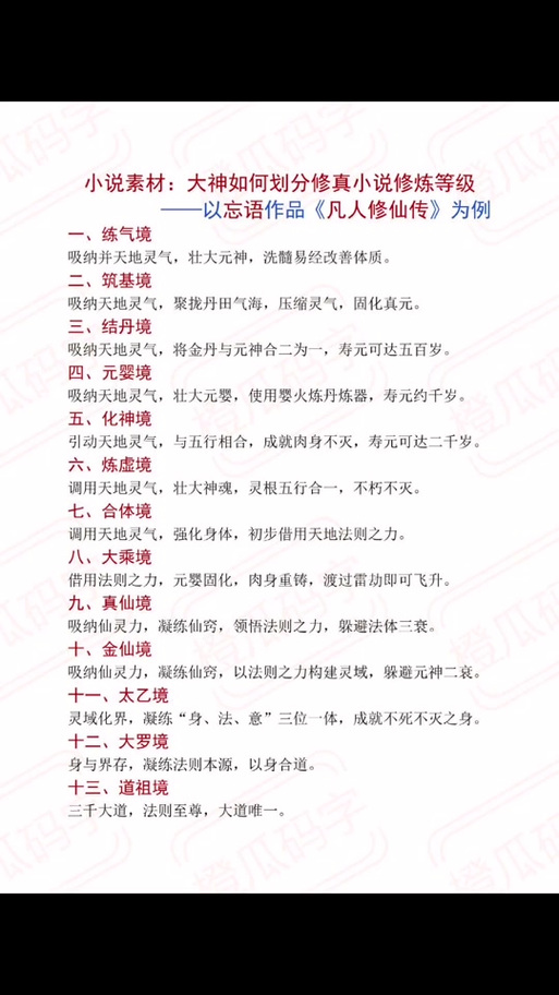 修真等级划分口诀截图