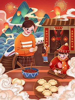 关于过年的漫画人物图标