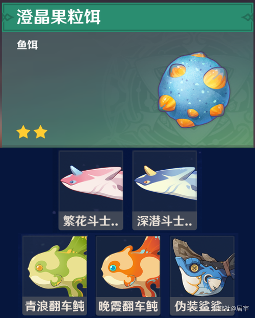 原神所有鱼饵配方图标