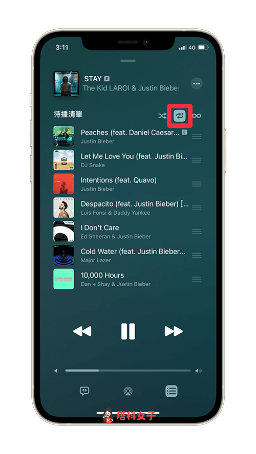 苹果音乐单曲循环在哪里图标