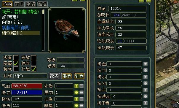 问道手游海龟强化后进化是按照那个图标