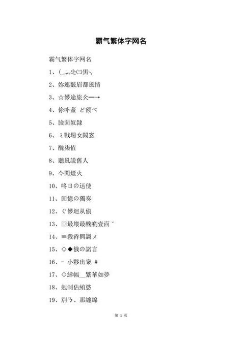 2021最新网名霸气繁体图标