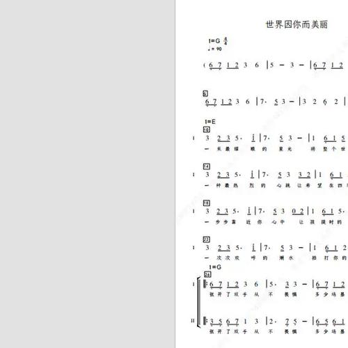 世界因你而美丽简谱图标
