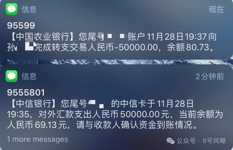 农业银行消费短信提醒截图