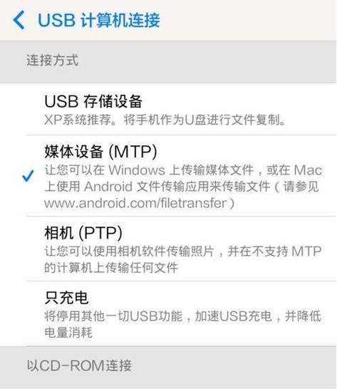 小米手机无法连接U盘图标