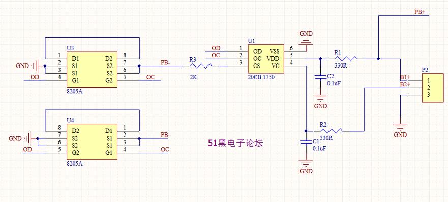 锂电池保护芯片8205原理图截图