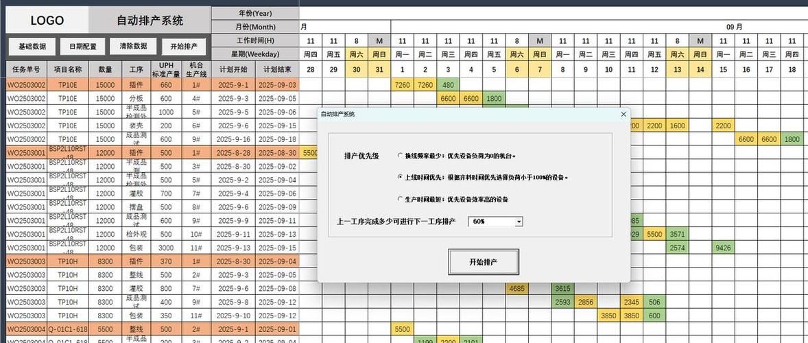 excel自动排产内置公式截图