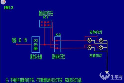 汽车双闪灯电路接线图图标