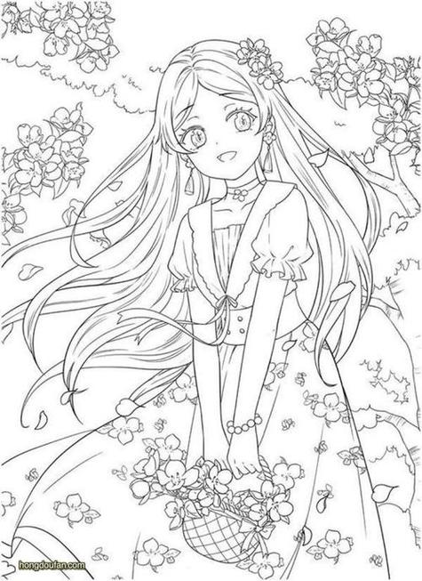 美少女漫画简笔画图标