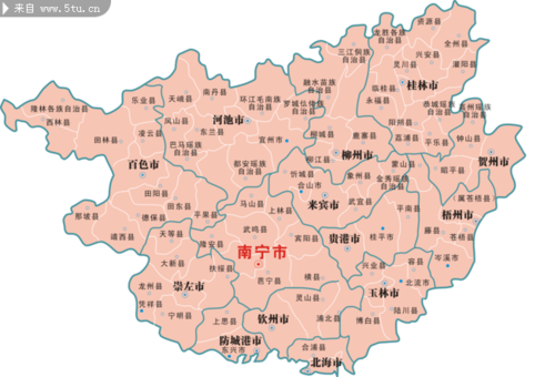 广西省地图各市县图标