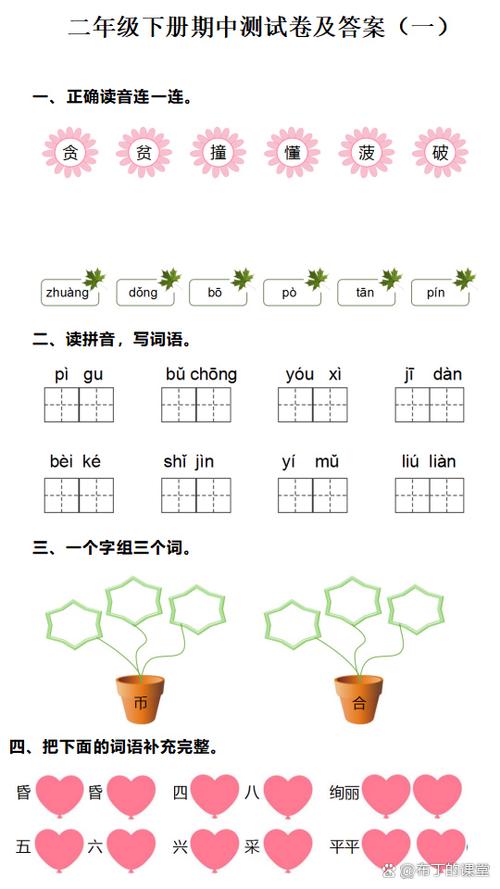 二年级期中测试卷语文下册图标