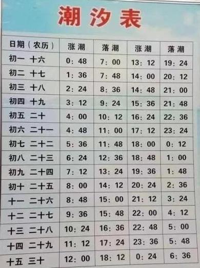 钓鱼人海钓潮汐表截图