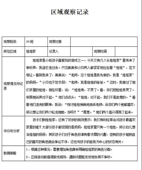 幼儿园游戏活动观察记录表图标