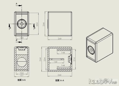 4寸低音喇叭箱体尺寸图标