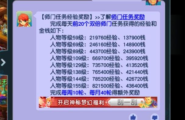 梦幻西游师门奖励明细图标