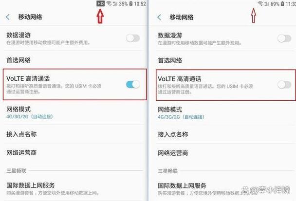 手机右上角为什么出现HD的图标