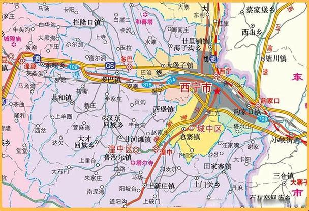西宁各个城区分布地图图标