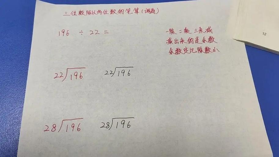三位数除以两位数竖式计算图标