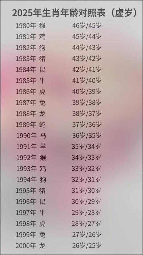 十二生肖对应年龄表图片图标