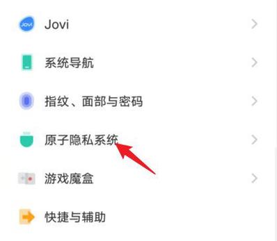 原子私隐入口设置一级菜单截图