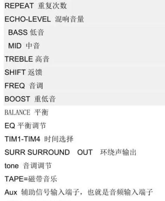 功放面板按键说明截图