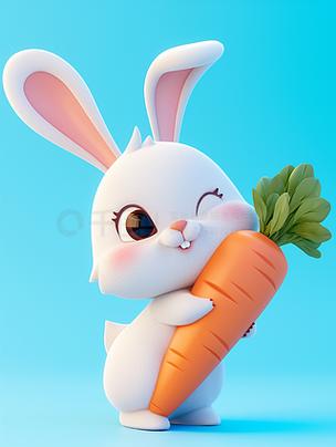 小兔子拿着胡萝卜图标