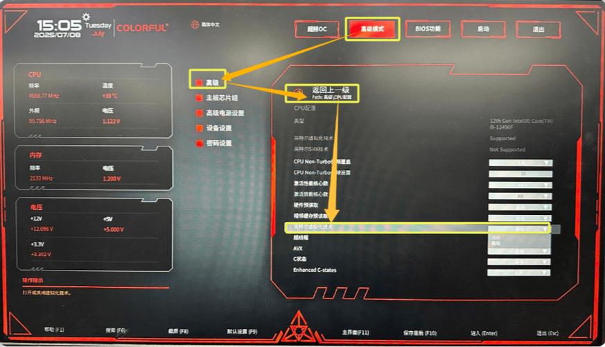 七彩虹的主板怎么开VT图标