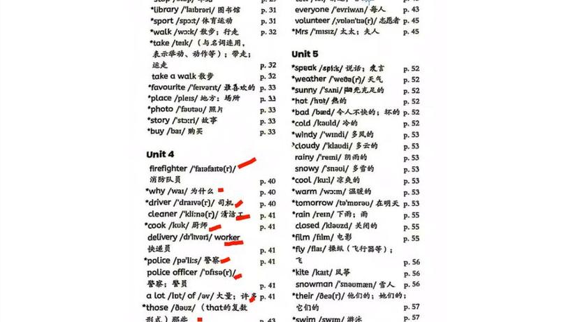 四年级上册英语单词第四单元跟读图标