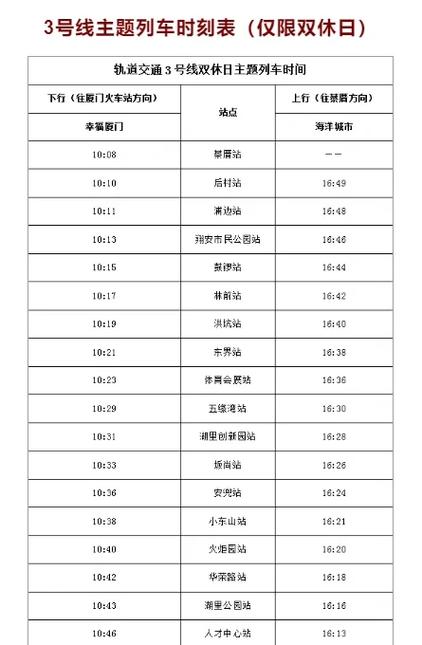 3号线运营时间表