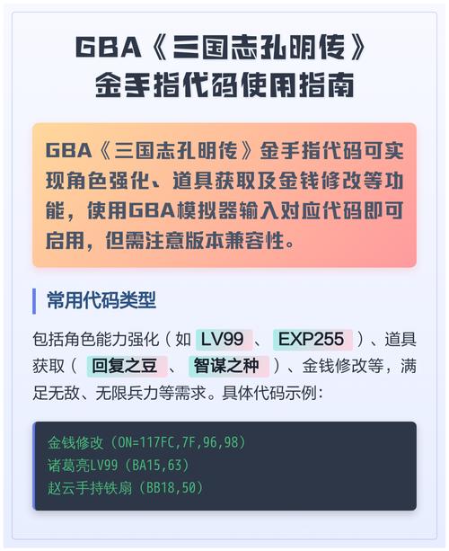 GBA孔明传金手指代码图标