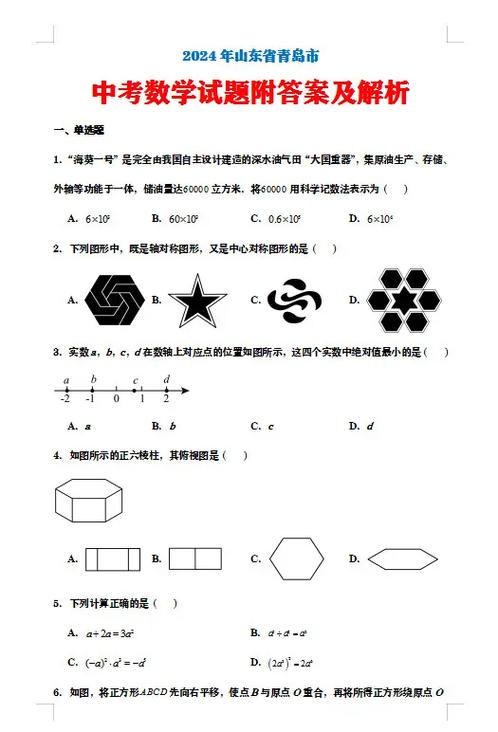 山东中考数学试卷真题图标