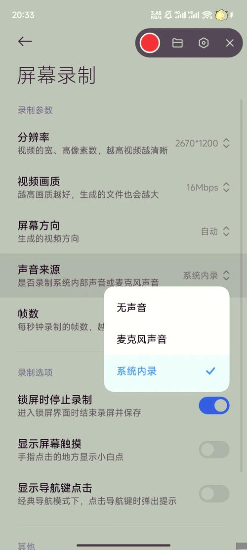 小米手机屏幕录制系统内录没声音图标