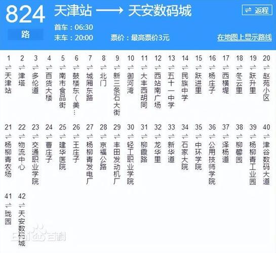 天津市公交车时刻表截图