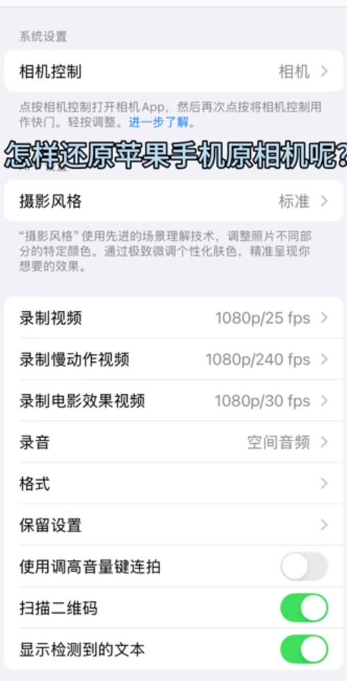 苹果原相机恢复默认设置截图