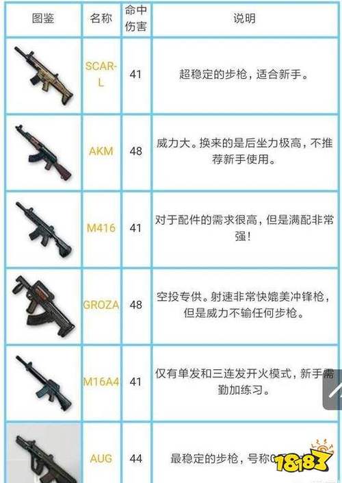 和平精英武器伤害值表一览2021图标