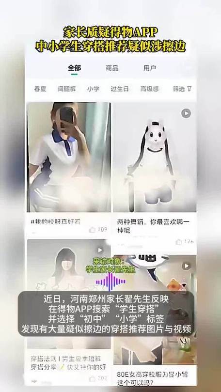 得物学生穿搭推荐被指擦边图标