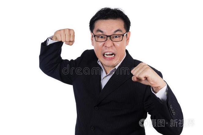 一个男孩握拳生气的表情图标