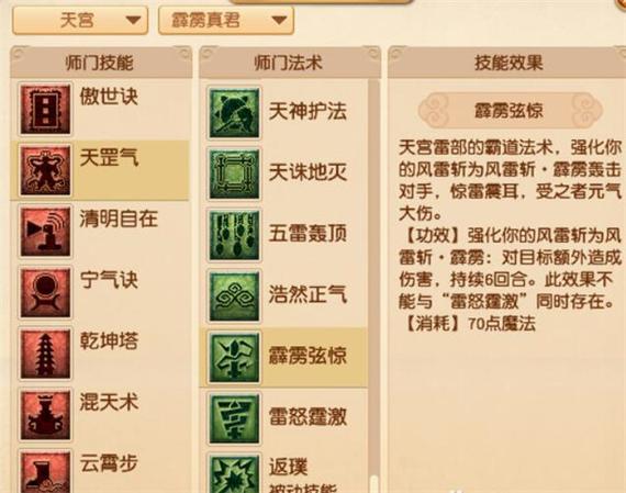 天宫门派技能一览表图标