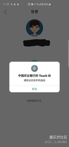 农业银行无法验证指纹图标