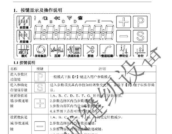 缝纫机显示屏说明书图标