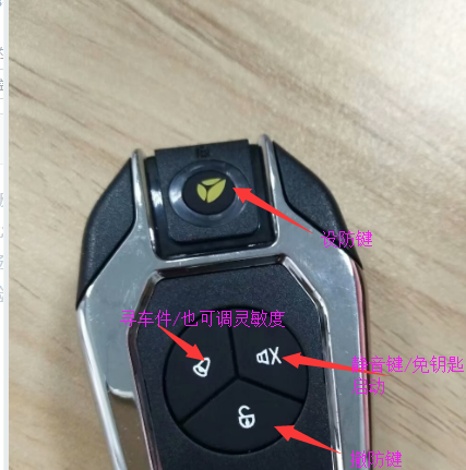 雅迪遥控钥匙介绍图标