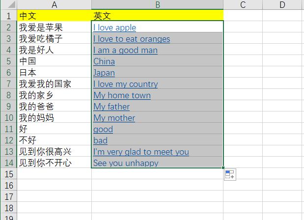 excel中文翻译成英文图标