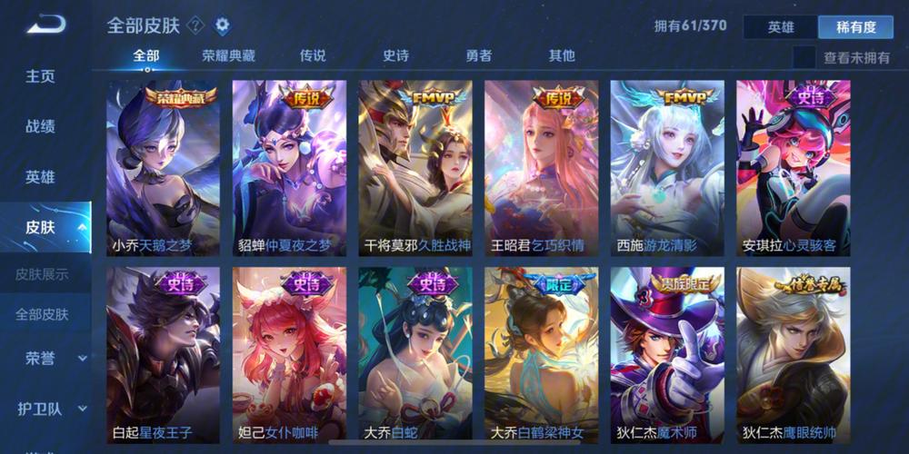 王者皮肤种类分为几种图标