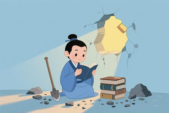 墙上一个洞一个人在看书图标